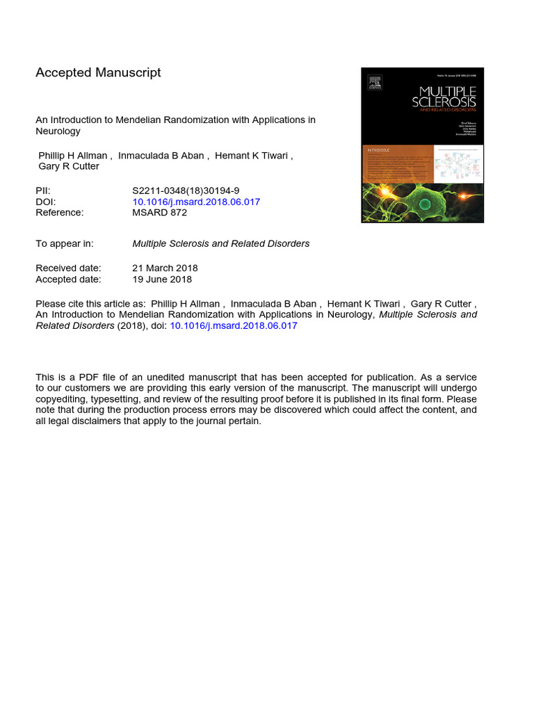 Mendelian Randomization in Neurology | PDF | Randomized Controlled ...