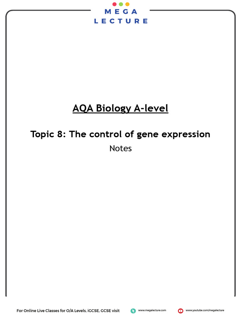Summary Notes Control of Gene Expression | PDF | Dna | Mutation