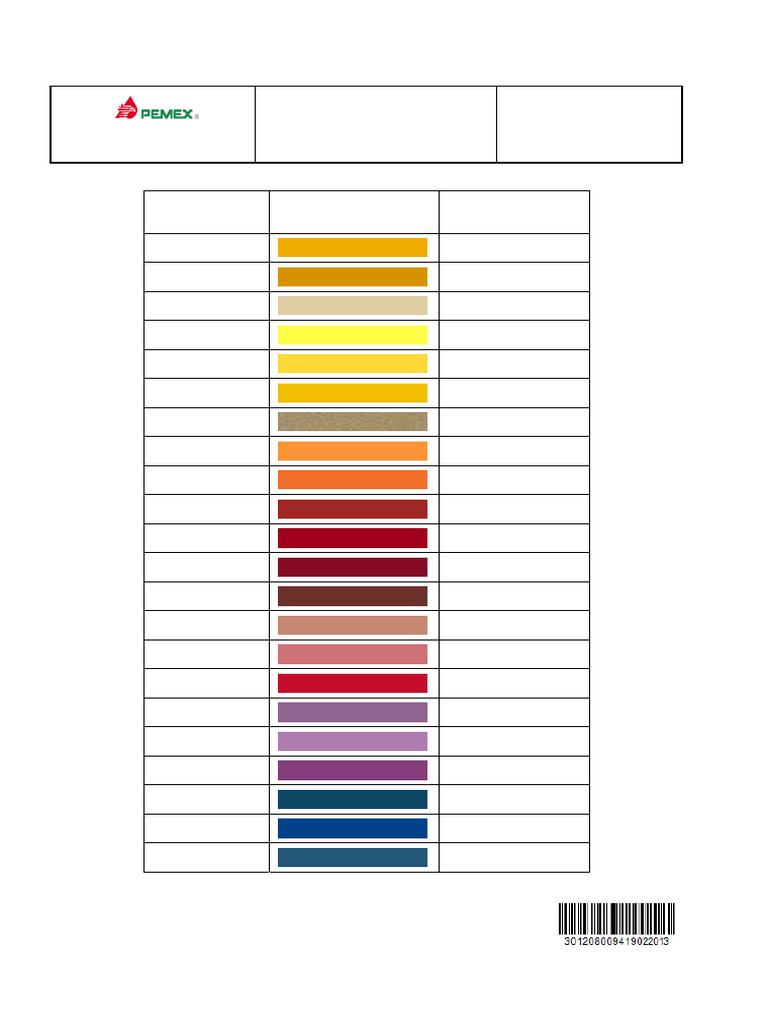 Colores de Pemex según NRF-009-2012 | PDF | Color | Verde