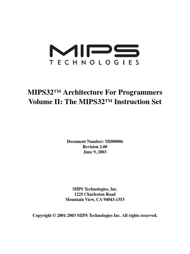 Mips Instruction Set Reference | PDF