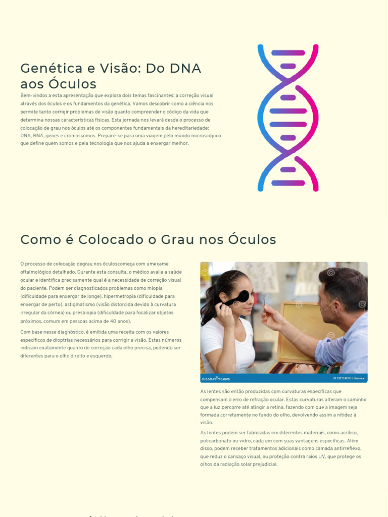 Genética e Correção Visual: DNA e Óculos | PDF | Gene | DNA