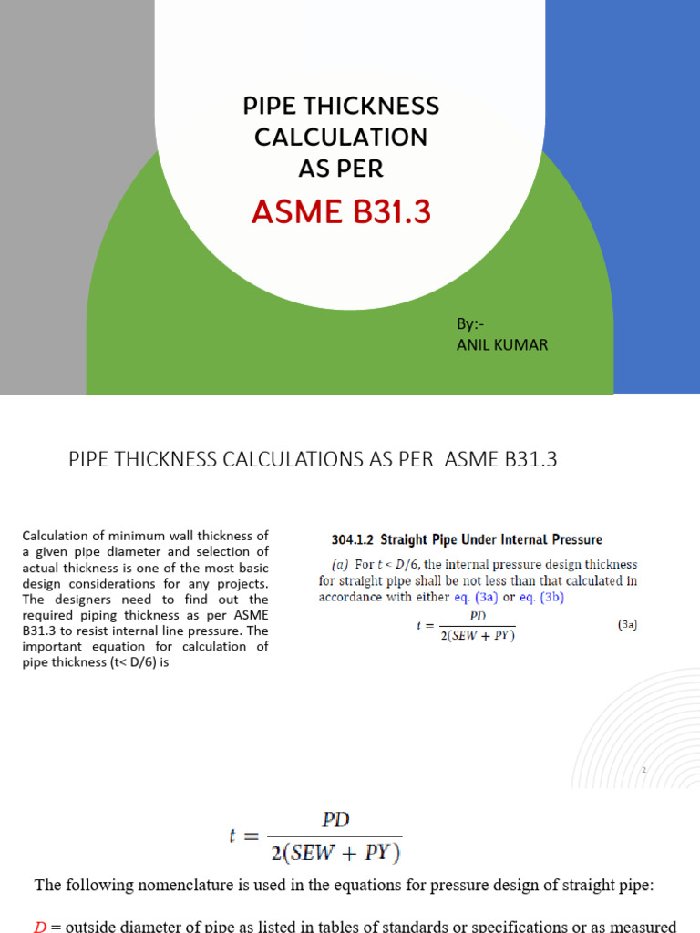Pipe Thickness Calculations As Per Asme B31.3 | PDF | Pipe (Fluid ...