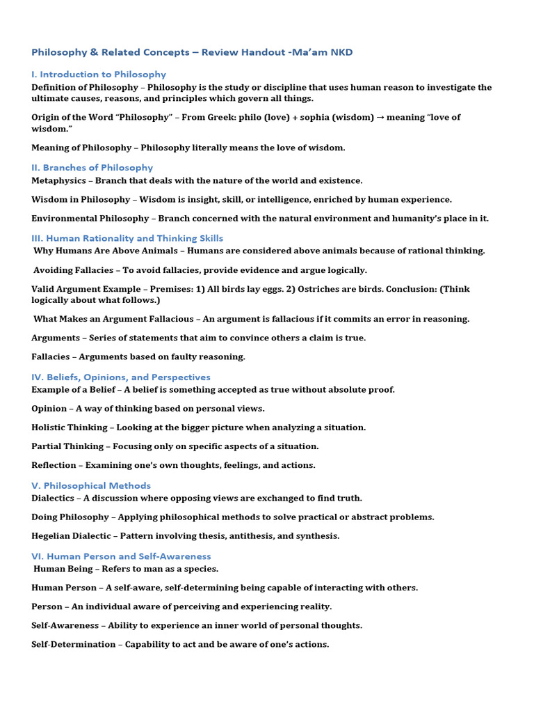 Philosophy Handout Mam NKD 2 | PDF | Argument | Thought