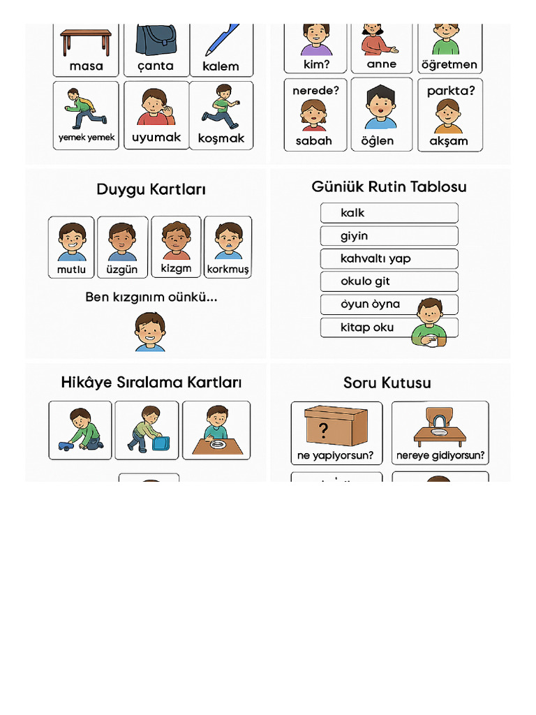 Otizm Icin Gorsel Kart Setleri | PDF