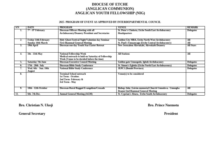 2025 AYF Program of Event Edited | PDF | Diocese | Anglicanism