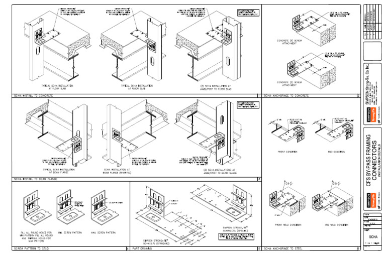 CF A SCHA 2DP Cad MULT Instld by Pass Framing Connectors Detail Sheet | PDF