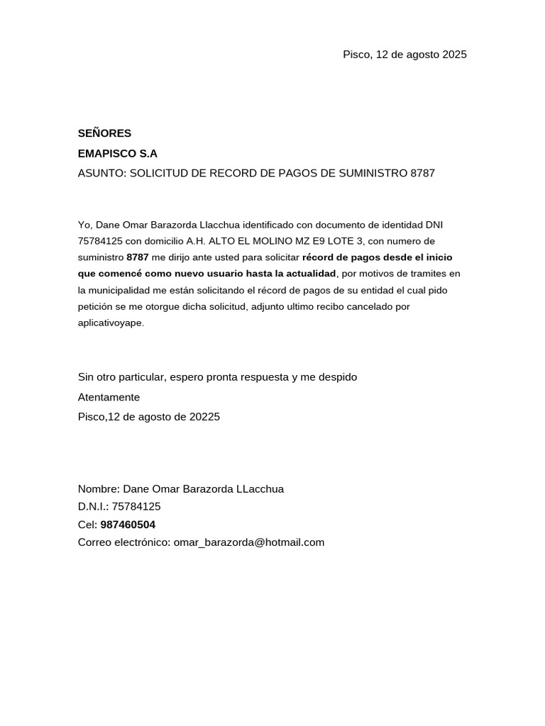 Formato Solicitud Simple | PDF