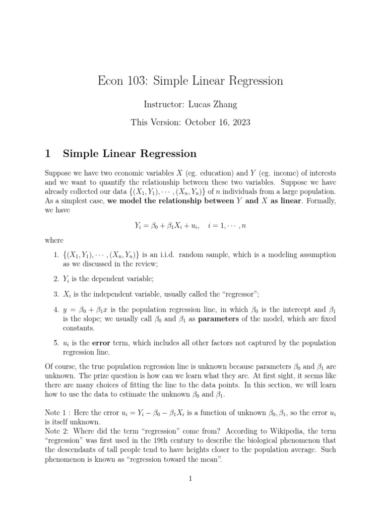 Simple Linear Reg | PDF | Errors And Residuals | Ordinary Least Squares