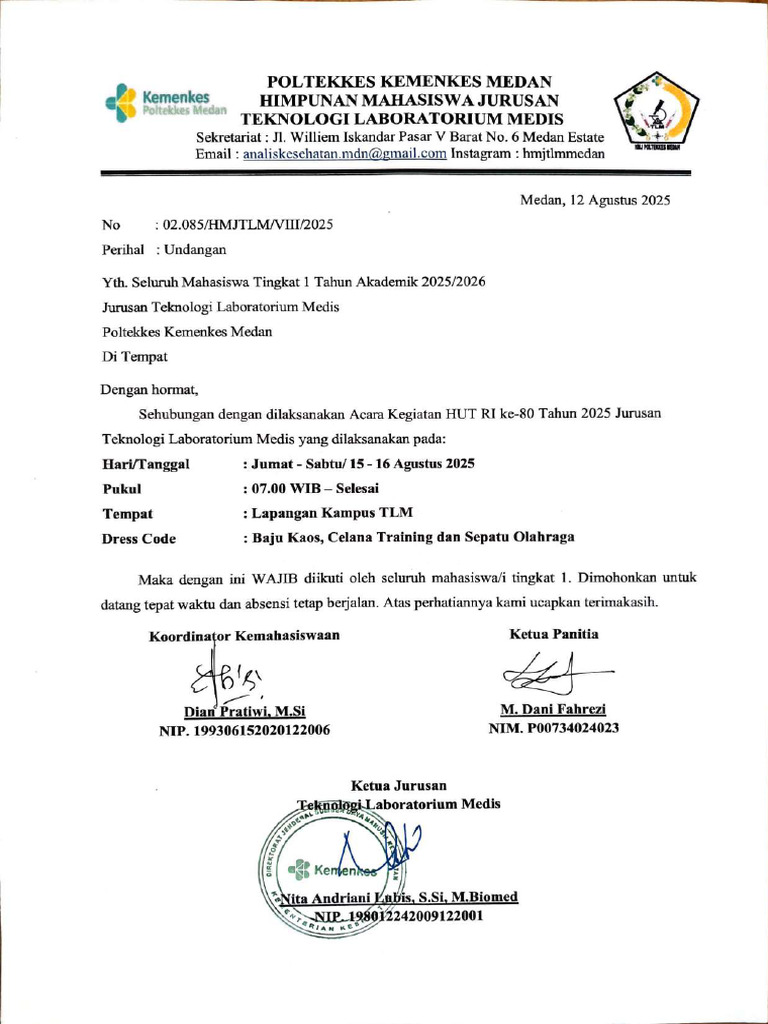 Surat Undangan Mahasiswa | PDF