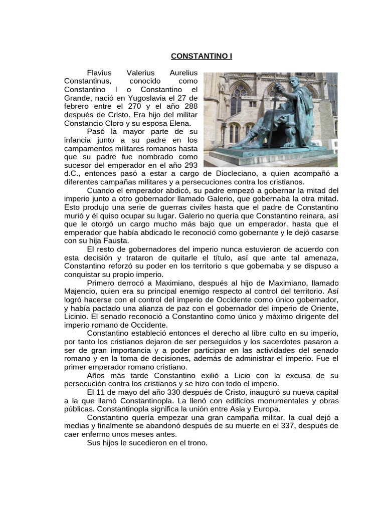 Constantino I: El primer emperador cristiano | PDF | Constantino el ...