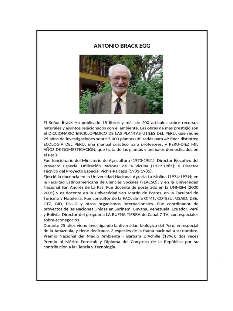 Biografía de Antonio Brack Egg | PDF