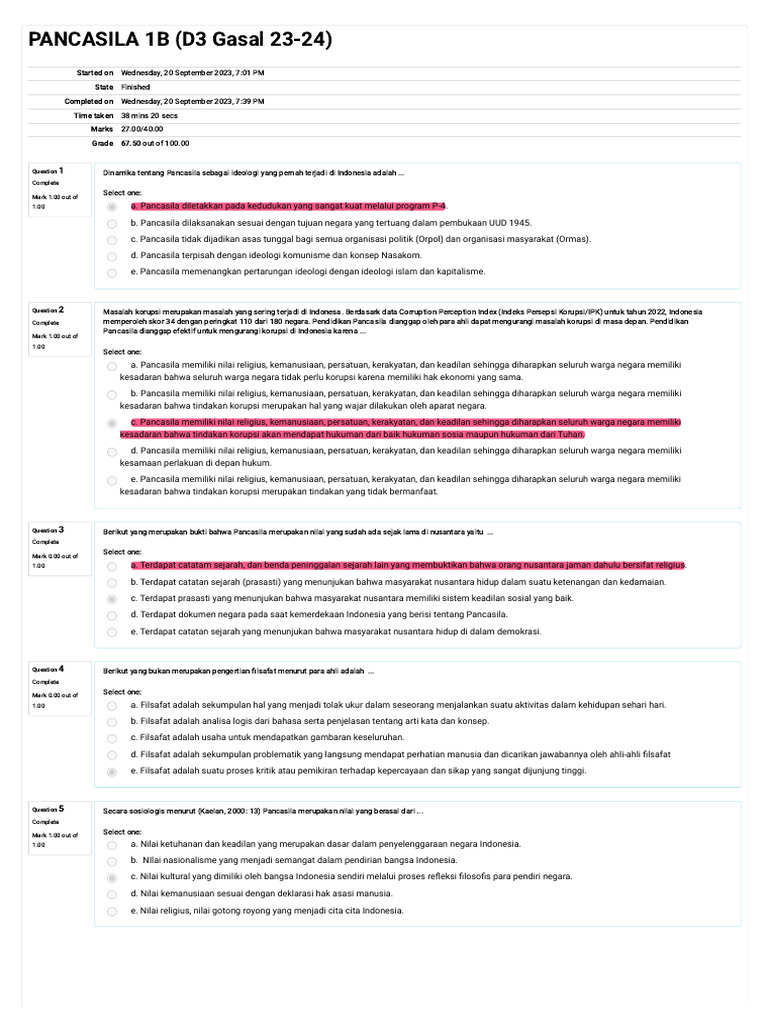 Uts Pancasila (Remidi) - Attempt Review-2 | PDF
