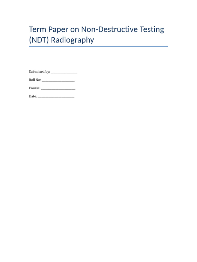 NDT Radiography: Techniques and Applications | PDF | Radiography ...
