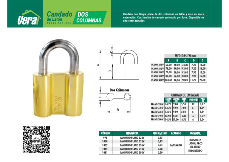 Candado Vera de Latón y Acero | PDF