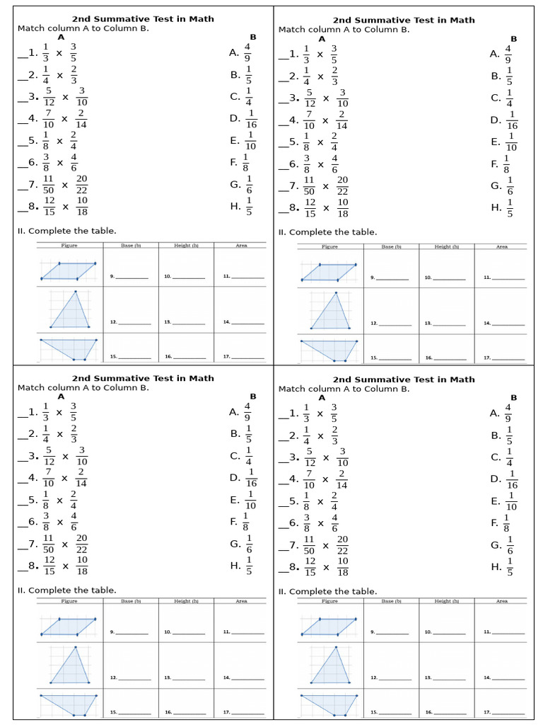 2nd Summative Test in Math | PDF