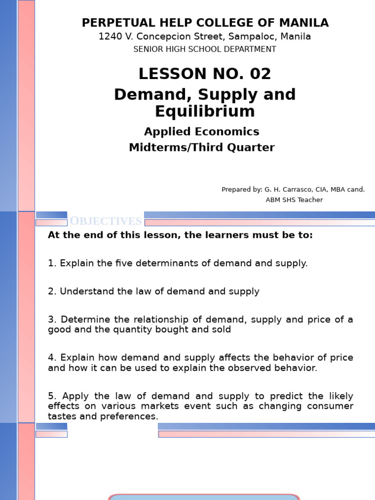 Demand, Supply, and Equilibrium Concepts | PDF | Supply (Economics ...