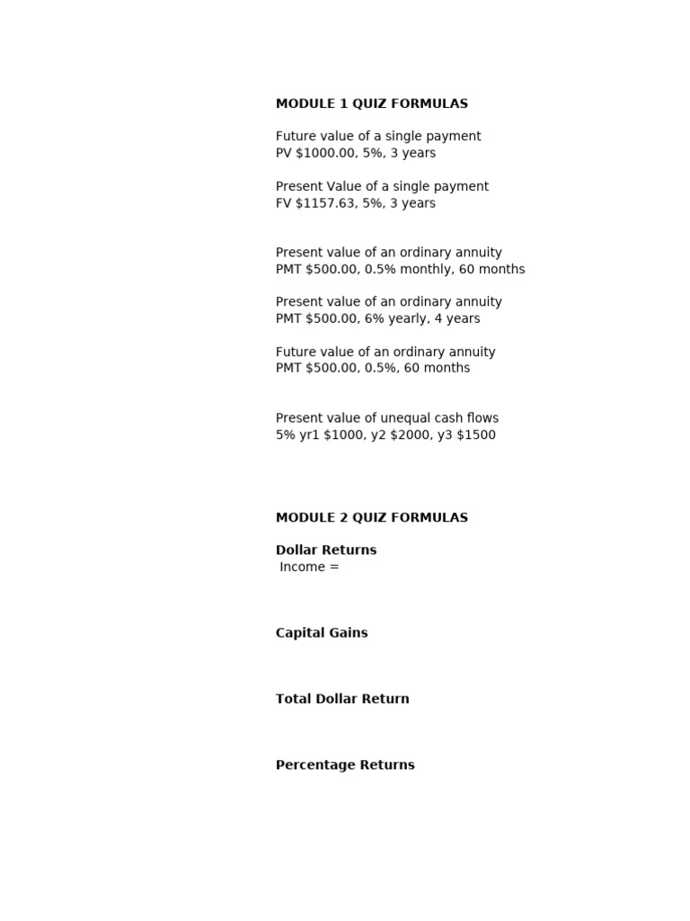 Corporate Finance Formulas To Calculate Settings | PDF