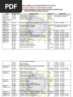 Wassce ( (SC) ) 2025 Timetable | PDF