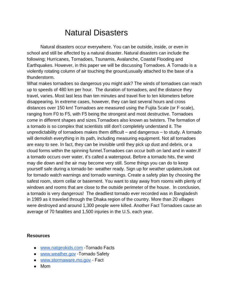 Unit 8 Project (Tornado) | PDF