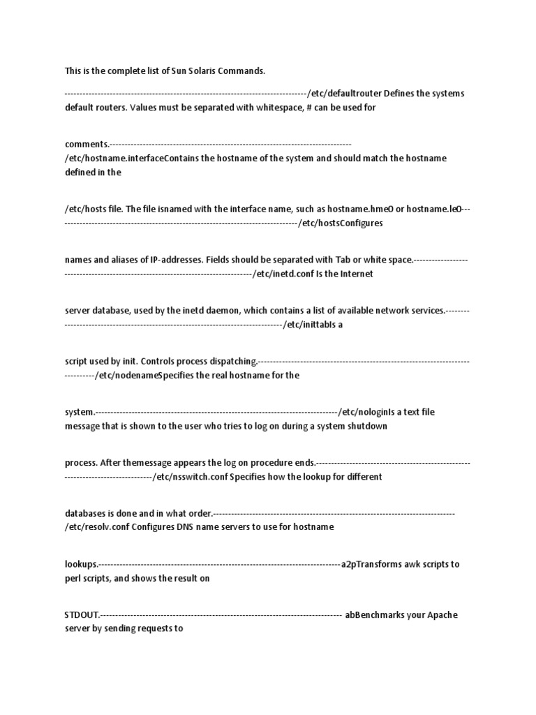 Sun Solaris Commands Pdf Command Line Interface File Format