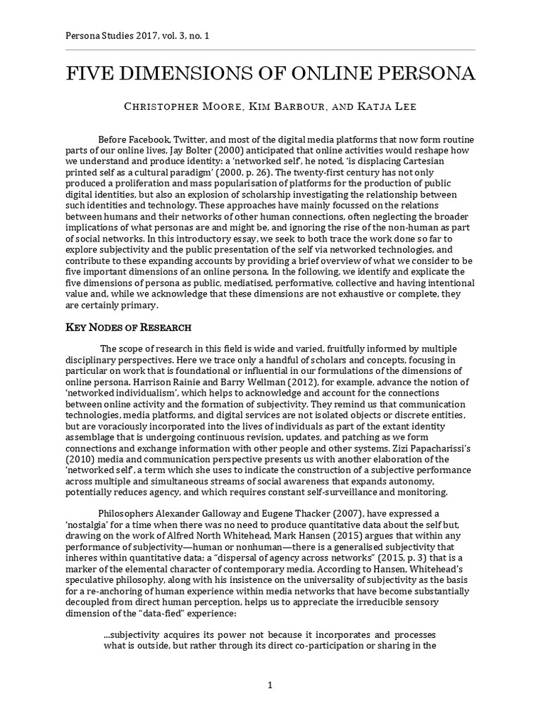 Five Dimensions of Online Persona | PDF