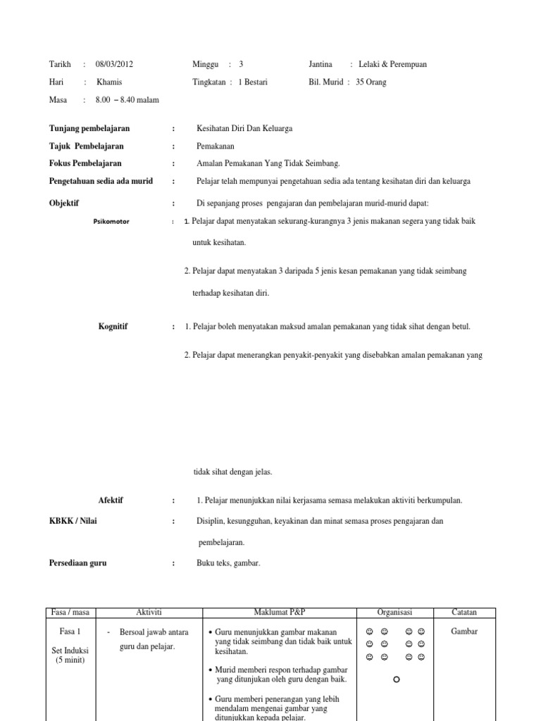 RPH Kesihatan - Set Induksi | PDF