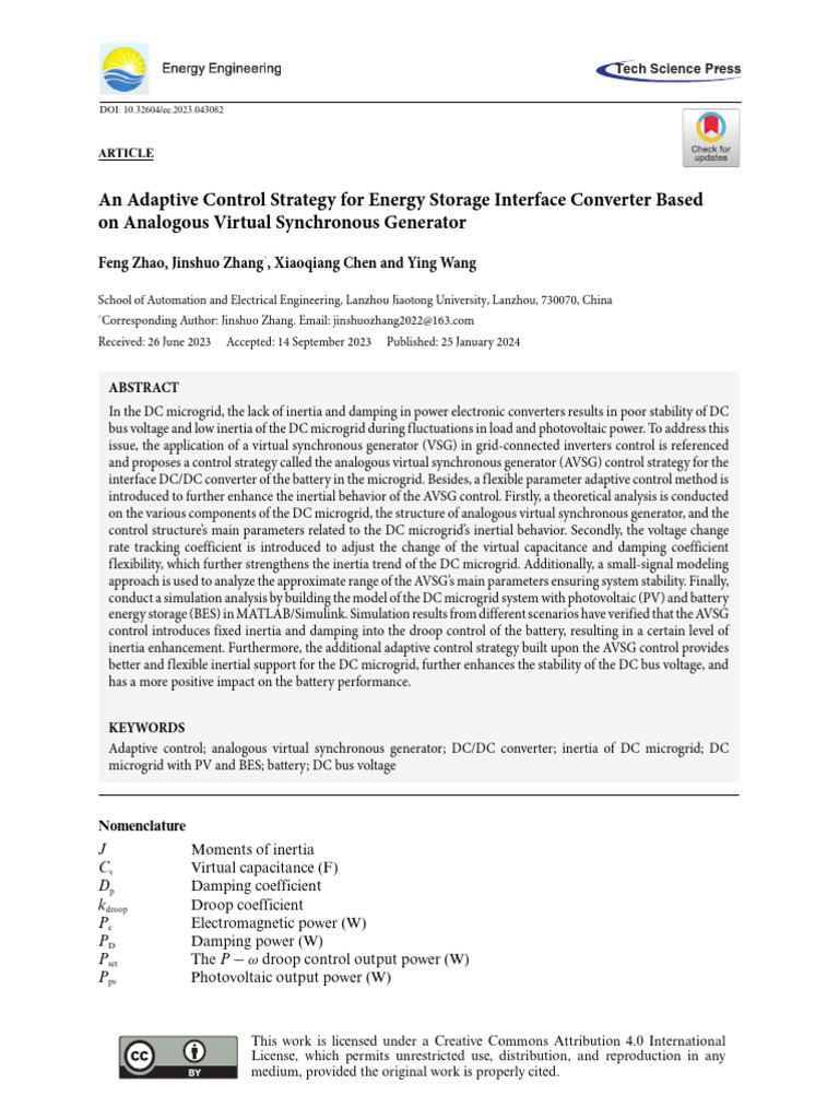 An Adaptive Control Strategy For Energy Storage Interface Converter ...