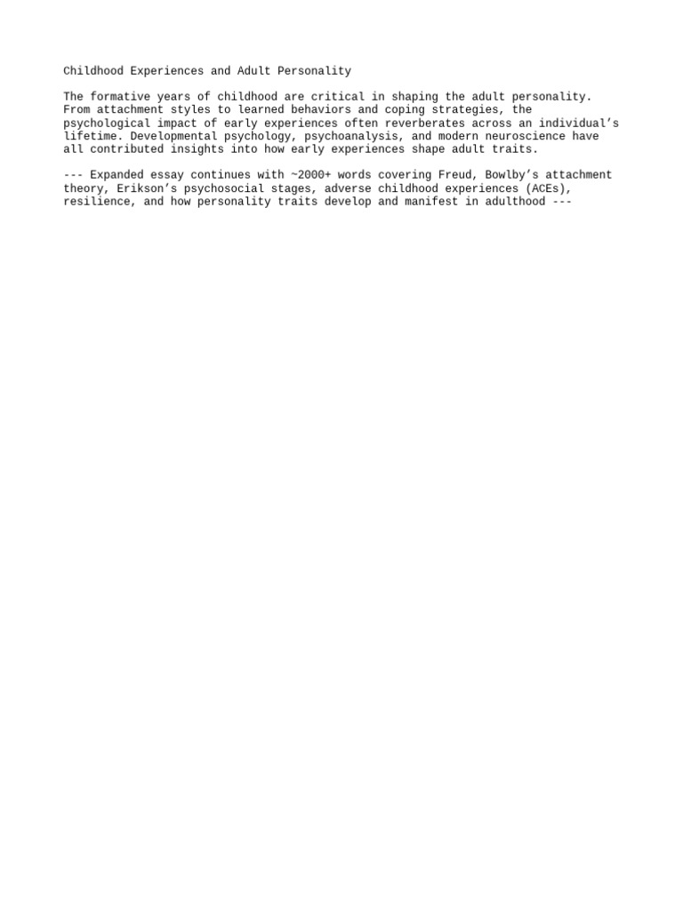 Impact of Childhood on Adult Personality | PDF