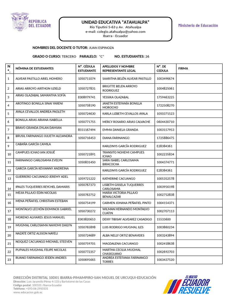 Hoja de Firmas de Entrega de Textos 4to C | PDF