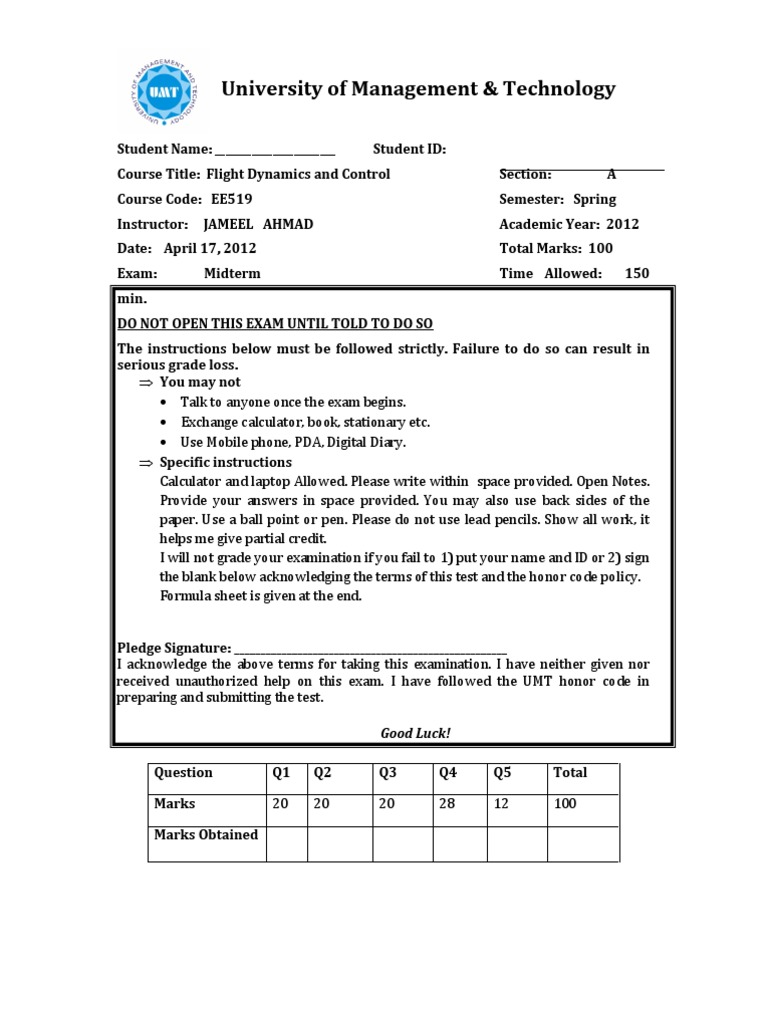 Midterm Flight Dynamics And Control Download Free Pdf Kinematics
