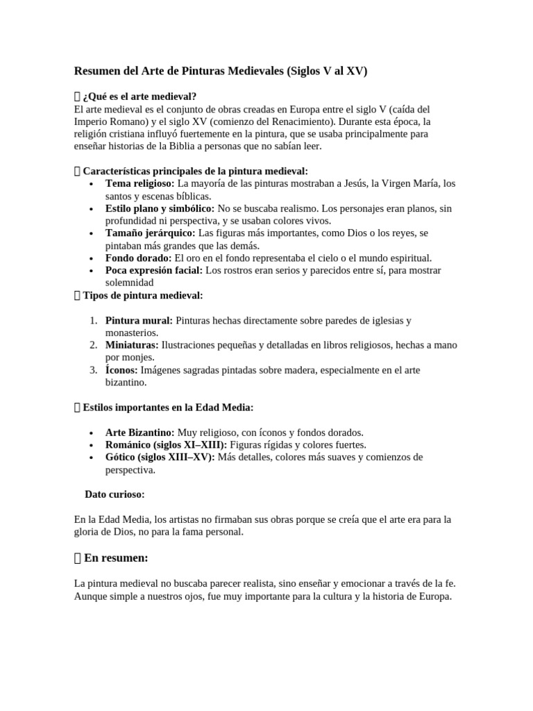 Pintura Medieval: Características y Tipos | PDF