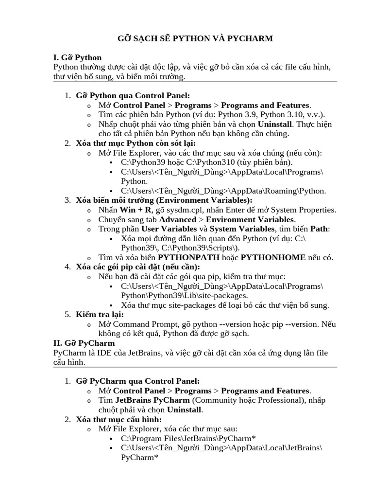 Huong Dan Gỡ Và Cai Dặt Python - Pycharm Ổn Định | PDF