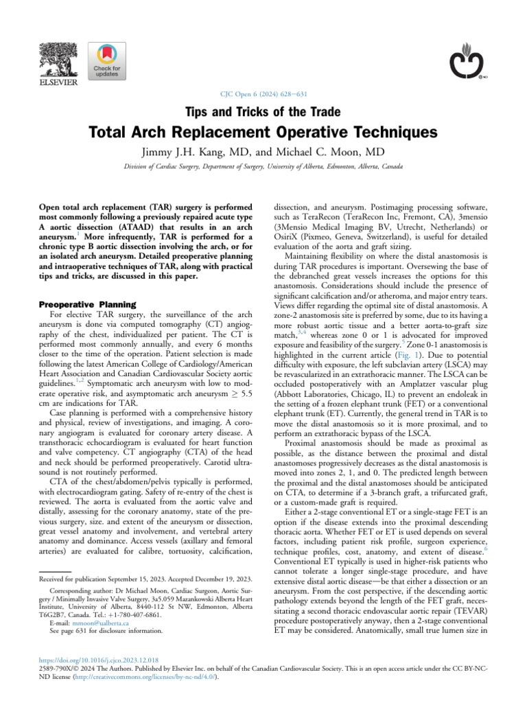Total Arch Replacement Operative Techniques | PDF | Medical Specialties ...