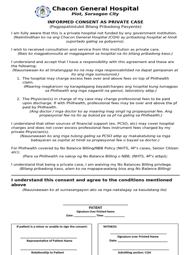 Informed Consent at Chacon Hospital | PDF | Medicine | Public Services