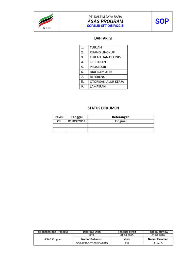 SOP-KJB-SFT-005 ASAS Program | PDF