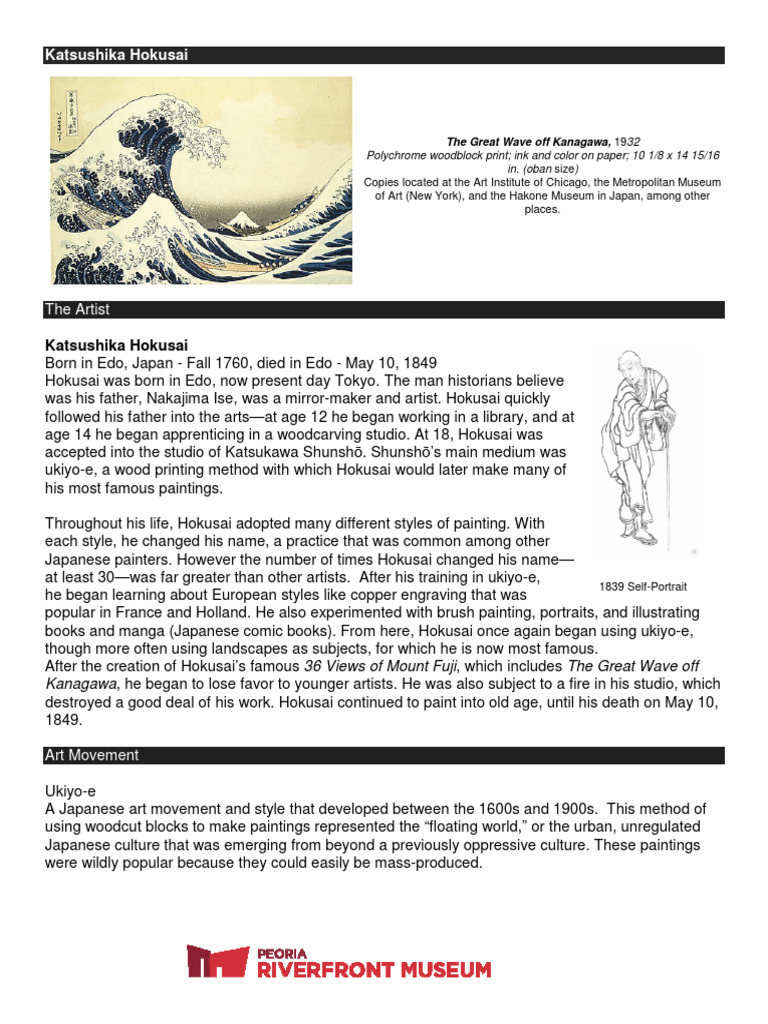 Katsushika Hokusai - The Great Wave | PDF | Ukiyo E | The Arts