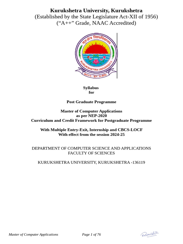 MCA Syllabus | PDF | Method (Computer Programming) | Class (Computer Programming)