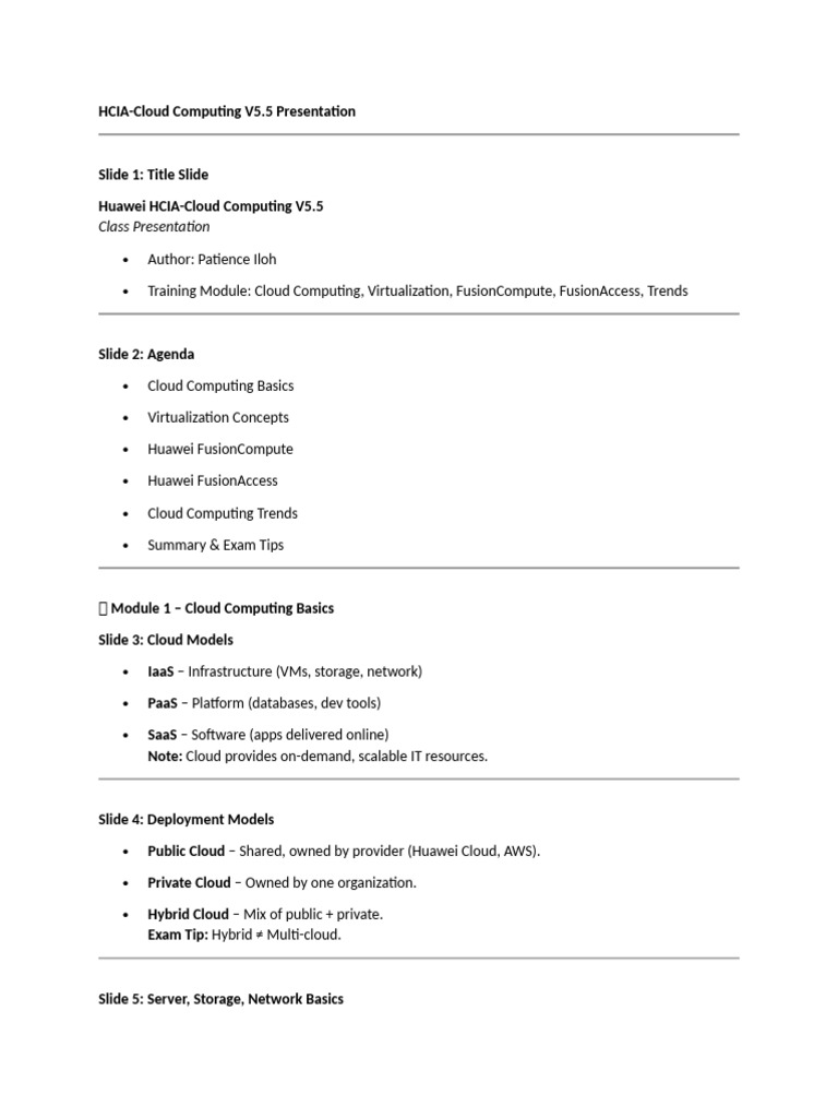 Huawei HCIA Class Presentation | PDF | Cloud Computing | Virtualization