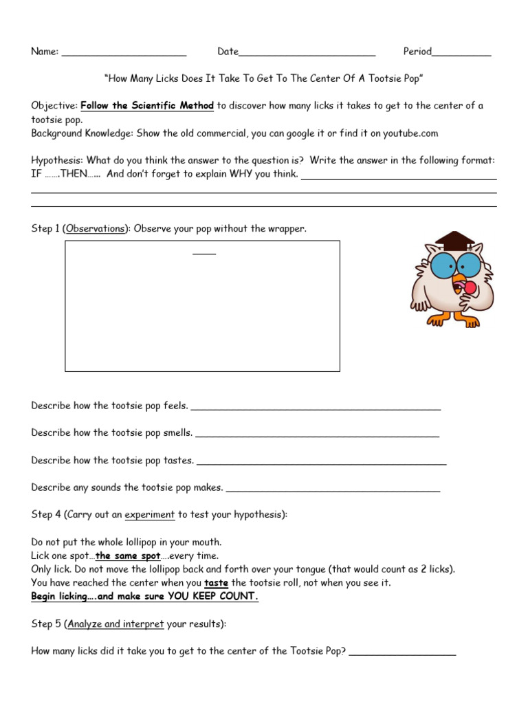 Tootsie Pop Lab Variables Natureof Science Justplainfun-1 | PDF ...