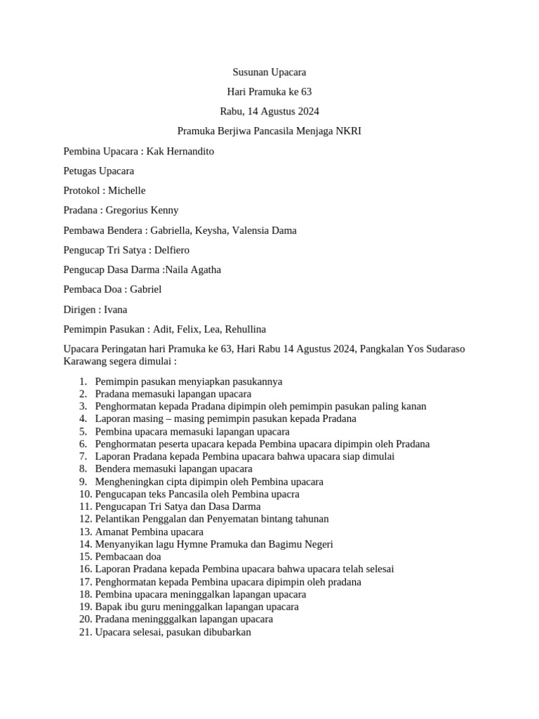 Susunan Upacara Pramuka | PDF