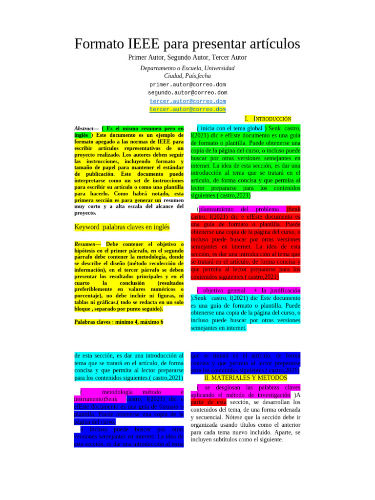 Guía de Formato IEEE para Artículos | PDF | Sumario abstracto)