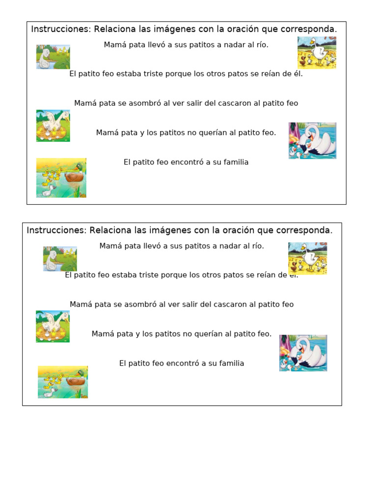 Actividades El Patito Feo | PDF