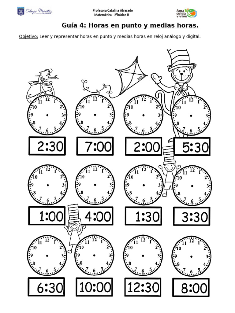 Guía 4. Horas en Punto y Medias Horas | PDF