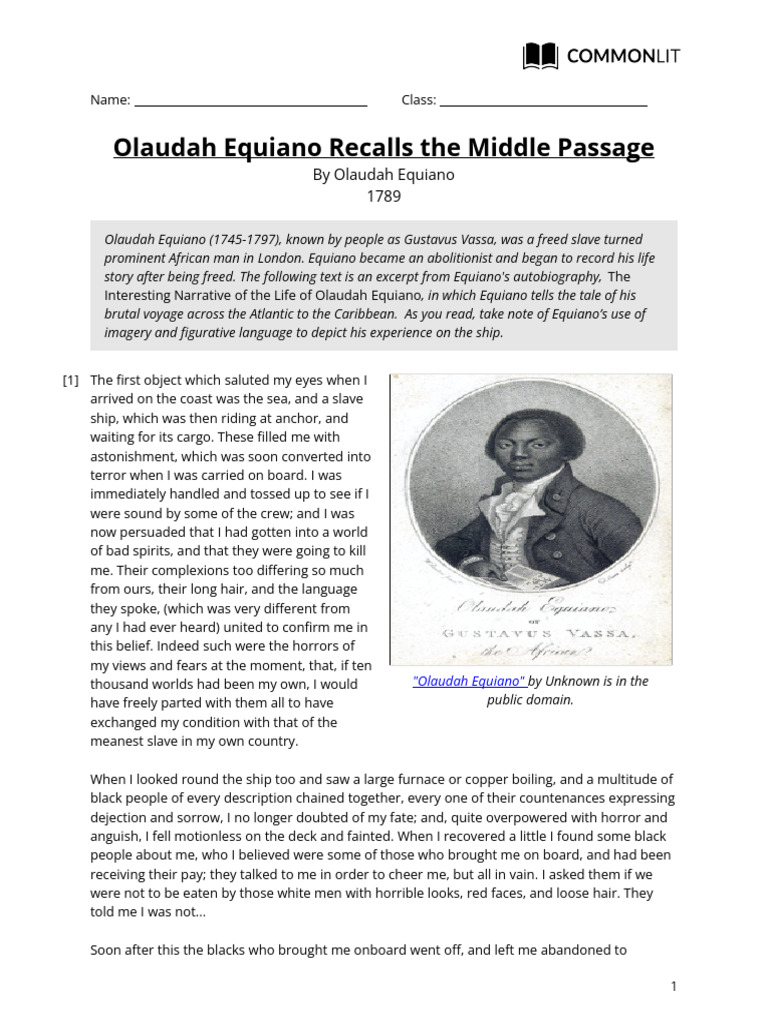 Equiano's Harrowing Middle Passage Experience | PDF | Olaudah Equiano