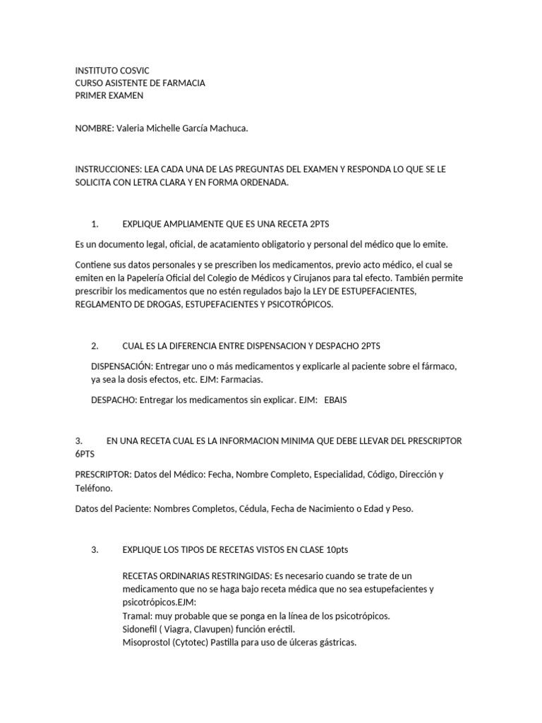 Examen Farma 1 Promed | PDF | Medicamentos con receta | Farmacología