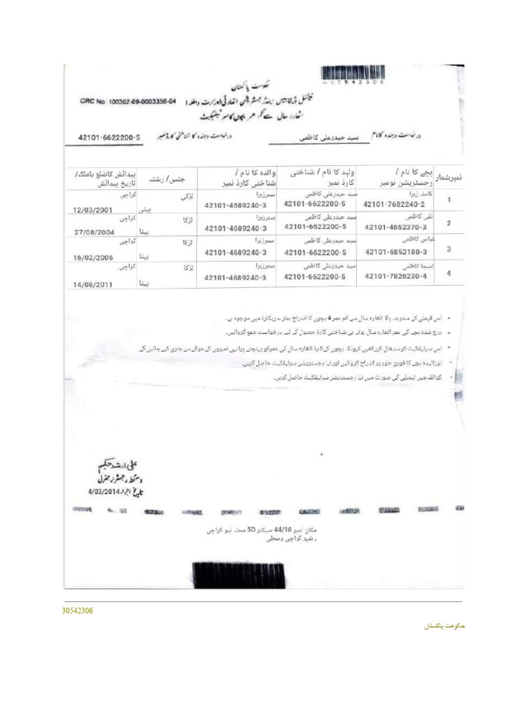 Karachi Sindh Pakistan B Form | PDF