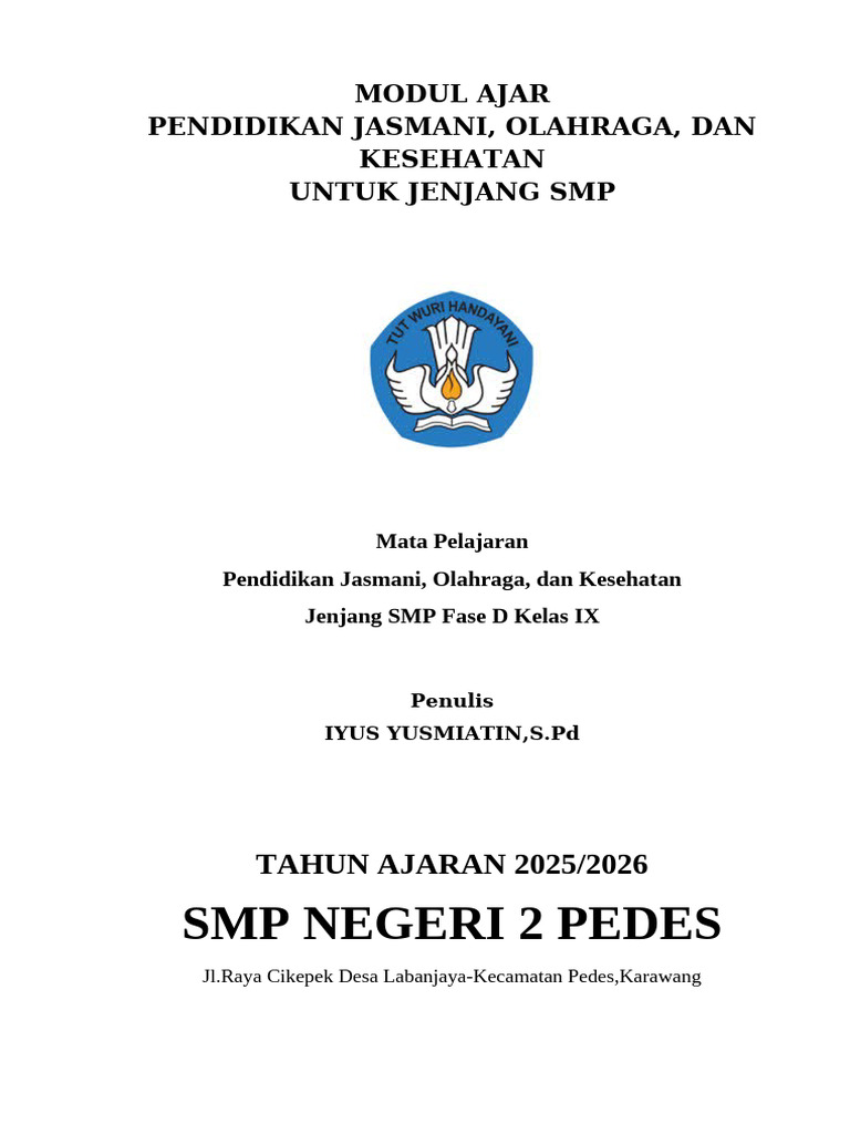 00 Cover Ma Pjok SMP Ix - 21!06!2025 - Oke | PDF