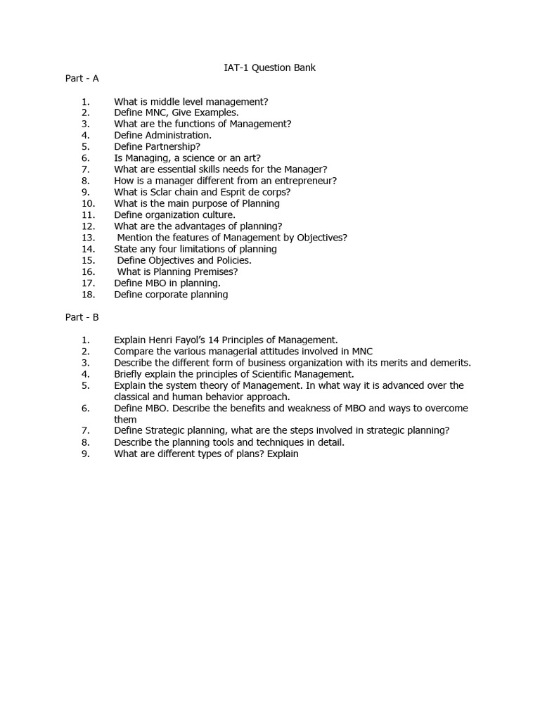 GE3751-IAT1 POM Question Bank | PDF