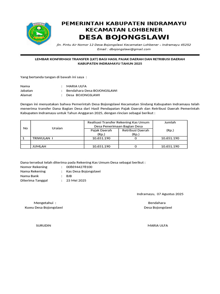 Lembar Konfirmasi Transfer (1) | PDF