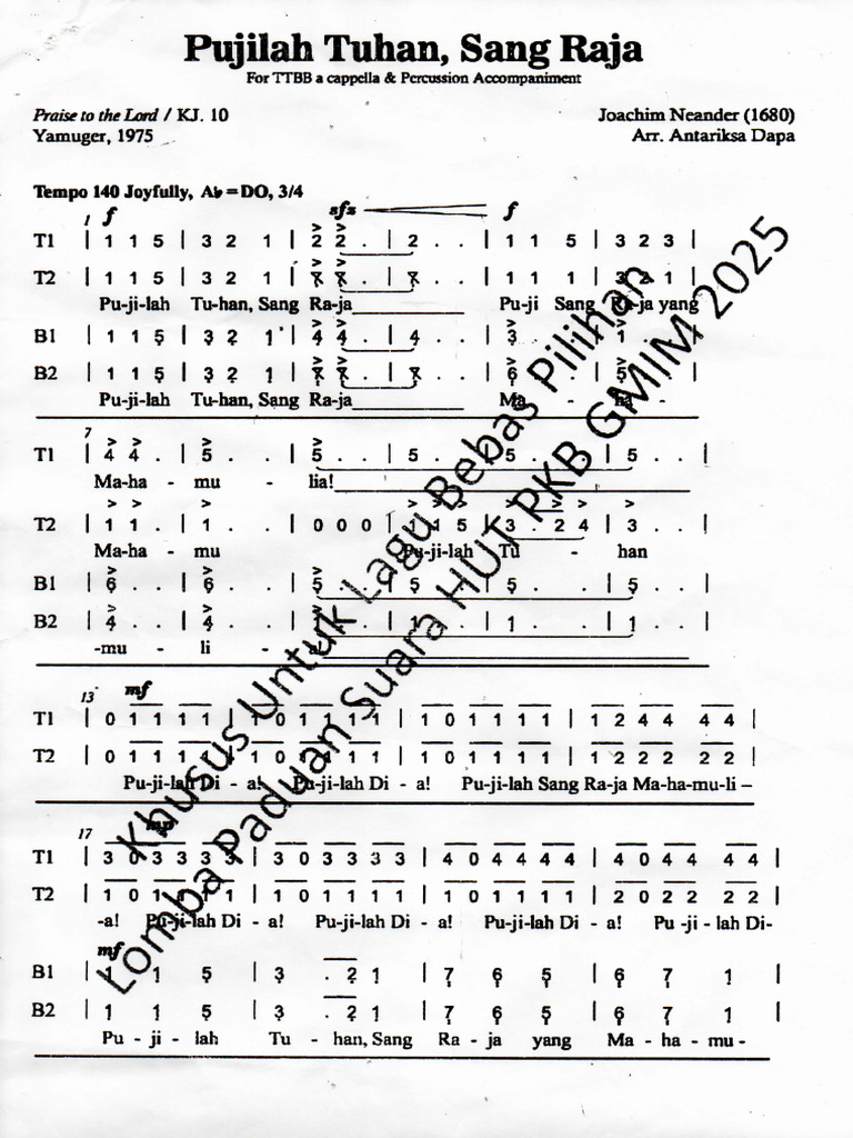 Pujilah Tuhan Sang Raja | PDF